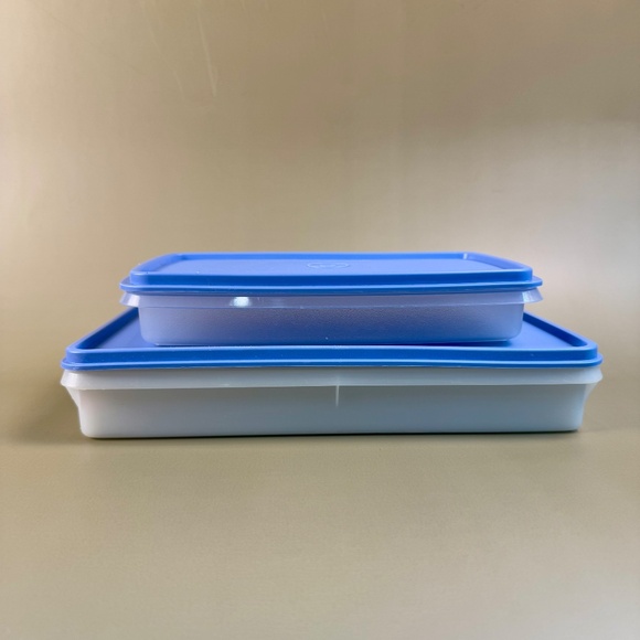 Tupperware | Kitchen | Vintage Tupperware Blue Lid Rectangular Storage ...